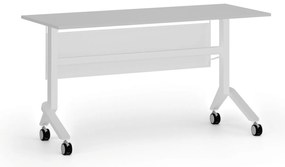 Mobilní stůl PRIMO MOVE, 140x60 cm, bílá podnož, šedá