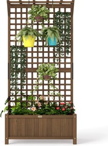 Outsunny Vyvýšený Záhon s Trellis, Dřevěný Záhon 90 x 45 x 183 cm pro Zahradní Balkon a Terasu, Květináč pro Popínavé Rostliny | Aosom