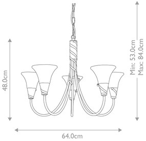 Elstead EM5-COPPER - Lustr na řetězu EMILY 5xE14/40W/230V