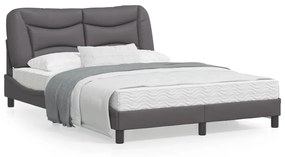 vidaXL Rám postele s čelem šedý 140x190 cm umělá kůže
