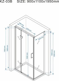 BPS-koupelny Obdélníkový sprchový kout HYD-OK03B 110x90 chrom/transparent - bez vaničky