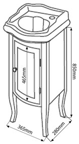 SAPHO RETRO umyvadlová skříňka 36,5x85x29cm, starobílá 1641