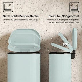 HOMCOM 30 l pedálový odpadkový koš s tichým dovíráním víka, funkcí zajištění otevření, vyjímatelným vnitřním kbelíkem, zelený (36,5 × 31 × 61 cm)