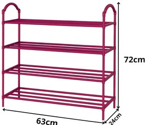 Verk Group Police na boty obuv organizér skříň víceúrovňová růžová regál 4 úrovne velký