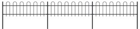 Zahradní plot s obloukem nahoře ocelový 537 x 60 cm černý