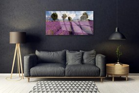 Obraz na skle Louka Stromy Příroda 125x50 cm