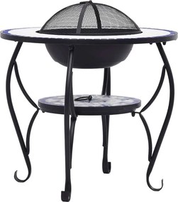 vidaXL Mozaikový stolek s ohništěm a bílý 68 cm keramika [46724] Barva: Modrá