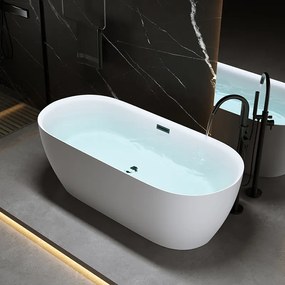 BPS-koupelny Volně stojící akrylátová vana HYD-CES518B 160x75 bílá, odtokový komplet černý