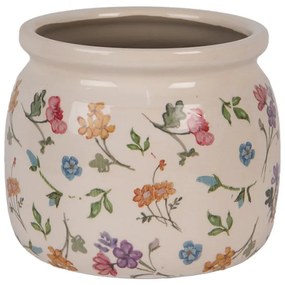 Keramický květináč se vzorem lučních kvítků Colourful Flowers M – 16x13 cm