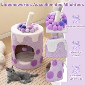 Costway Cat tree škrábací soudek ve tvaru mléčného čaje se sisalovými kolíky