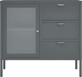 Příborník antracitový 75 x 35 x 70 cm ocel a tvrzené sklo 336075