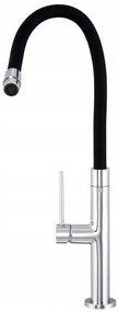 Gamma Flex Slim, vysoká kuchyňská baterie s elastickým ramenem h-480 mm, černá-chromová, GMA-BFXSL-CH