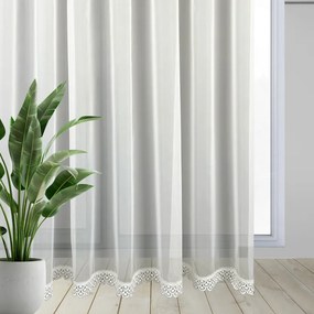 Voálová﻿ hotová záclona s krajkou bílá 9233 různé velikosti