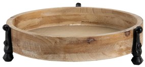 Dřevěná dekorativní miska na kovových nožkách – 26x7 cm