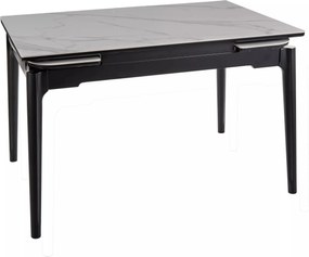 Jídelní rozkládací stůl Sento 120/180 cm keramika bílý mramor/černý
