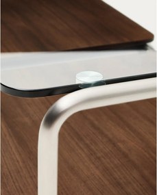 Tmavě hnědý konferenční stolek se skleněnou deskou 60x140 cm Tarsel – Kave Home