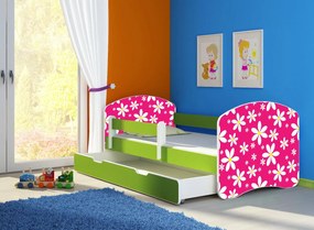 Dětská postel - Růžová sedmikráska 2 180x80 cm + šuplík zelená