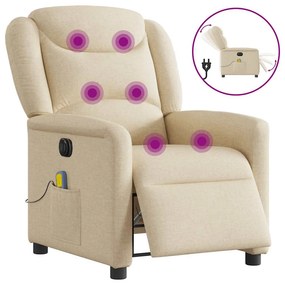 Elektrické masážní polohovací křeslo krémové textil 3303192