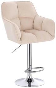 LuxuryForm DESIGN Barová židle AMALFI VELUR na stříbrné kulaté podstavě – krémová