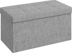 HOMCOM Úložná Lavice Ottoman, 76 x 38 x 38 cm, 84L, skládací, na konci postele, podnožka, s víkem, do předsíně, obývacího pokoje, prošívaná, světlá še
