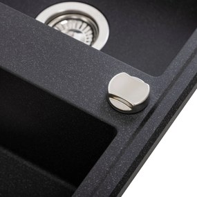 Laveo Megalo, 2-komorový granitový dřez 1160x500x185 mm s dlouhým odkapávačem, černá, LAV-SBE_721T