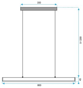 Toolight Toolight, LED závěsné svítidlo 80cm, 15W, APP1447-CP, černá matná, OSW-02391