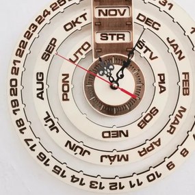 Dřevěný kalendář, nástěnné hodiny gravírované laserem I SENTOP PR0161 HODINY PREGLEJKA SK
