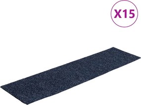 Schodové rohože samolepicí 15 ks 76 x 20 cm šedomodré obdélníkové 326929