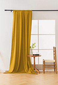 Hořčicový závěs OXFORD 140x250 cm Zavěšení: Kovové kroužky