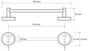 Sapho, X-ROUND E držák na ručníky 500mm, chrom, XR408