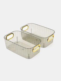Sinsay - Poloprůhledné úložné nádoby se zlatými úchyty 2 pack - šedá