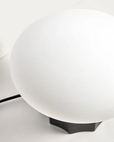 Bílá/černá kovová stolní lampa se skleněným stínidlem (výška 20 cm) Idela – Kave Home