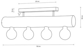 Spot-Light DO6997456 - Přisazený lustr TRABO 4xE27/60W/230V borovice