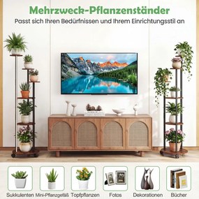 Costway 6-Tier stojan na rostliny s LED osvětlením a kolečky Stojan na květiny