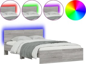 Rám postele s čelem a LED osvětlením šedý sonoma 135 x 190 cm 3207635