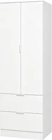 HOMCOM šatní skříň se 2 šuplíky, 2 dveřmi s tichým zavíráním a tyčí na oblečení, 60 x 47 x 180 cm, bílá