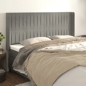 Čelo postele typu ušák světle šedé 163x16x118/128 cm samet 3119872