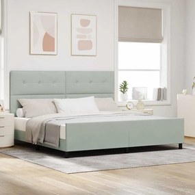 Postel s boxspringem s čelo Světle šedá 200 x 200 cm samet 3344963
