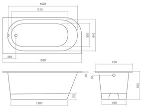 Roltechnik Outlet Obdélníková vana z litého mramoru STONE LONG 168x75 cm, kód: 9910000