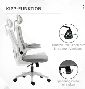 Ergonomická kancelářská židle Vinsetto, pracovní židle s nastavitelnými opěrkami, opěrkou hlavy, naklápěcí funkcí, výškově nastavitelná otáčecí židle…