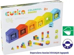 CUBIKA 14866  Barevné domečky - dřevěná stavebnice 30 dílů
