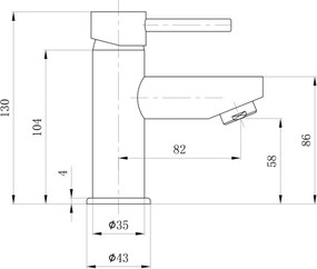 Sapho, SMALL stojánková umyvadlová baterie bez výpusti, 130 mm, chrom, SM09