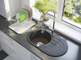 Laveo Dafne, 1-komorový granitový dřez 780x470x204 mm, černá, LAV-SBD_781T