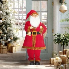 HOMCOM Santa Claus 120 cm, postava Mikuláše s pohyblivou hlavou a pažemi, zvonek a pytel, se zvukovým a dotykovým senzorem
