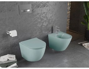 Mexen Lena, závěsná toaletní mísa 480x360x355 mm s pomalu padajícím sedátkem, světle zelená matná, 30224048