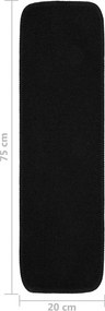 Protiskluzové nášlapy na schody 15 ks 75x20cm černé obdélníkové 340393