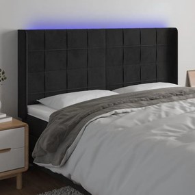 Čelo postele s LED černé 203 x 16 x 118/128 cm samet 3124116