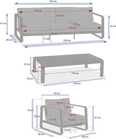 DEOKORK Hliníková sestava ISABELLA pro 5 osob (café)