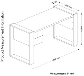Designový psací stůl Valarae 158,4 cm ořech bílý