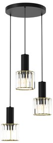 Závěsné svítidlo Cristal, 3x transparentní křišťálové stínítko, b/g, o